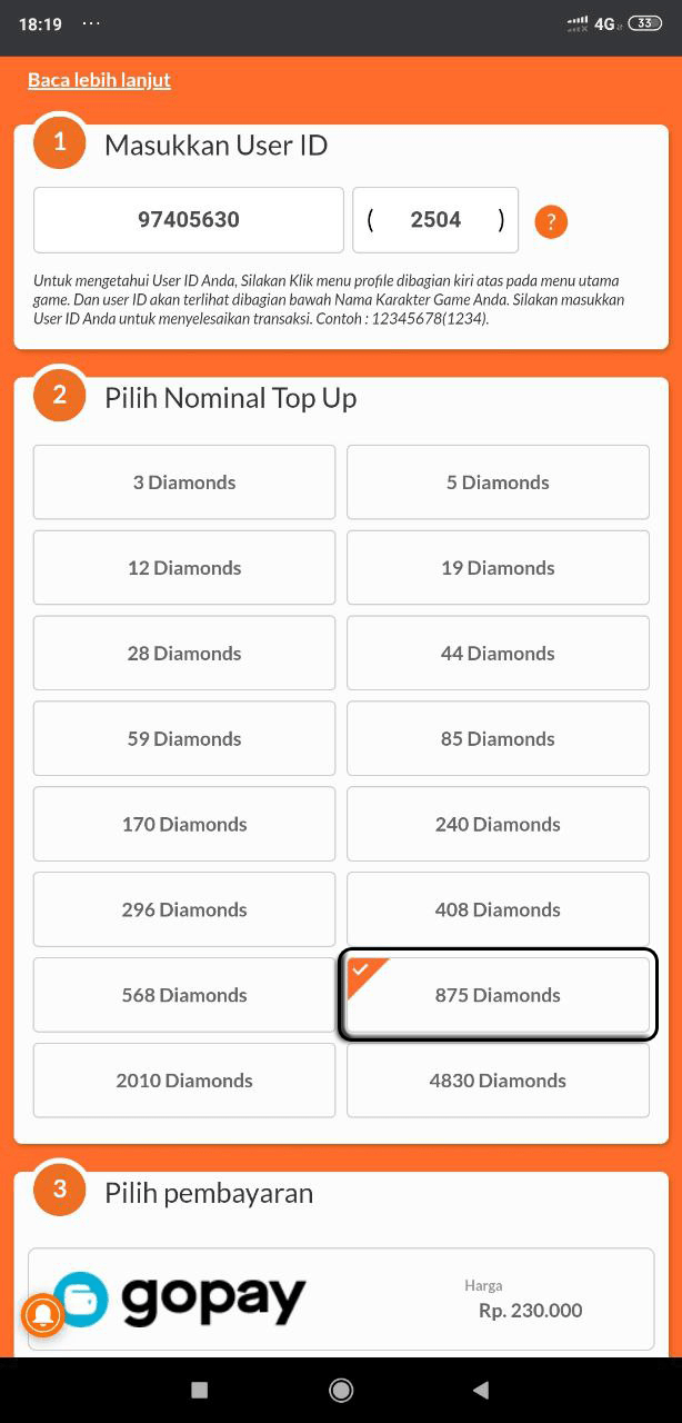 Cara Top up Diamond Mobile Legends - Codashop